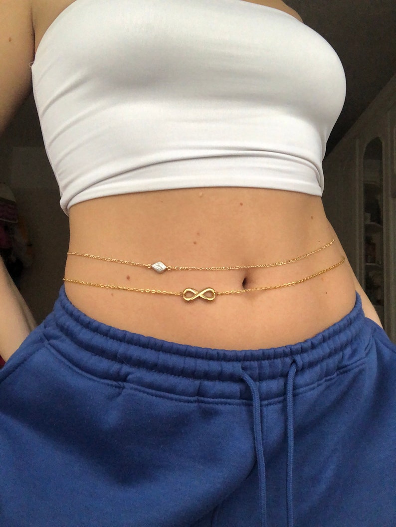 Infinity/oval Pendant Belly Chain - Etsy UK