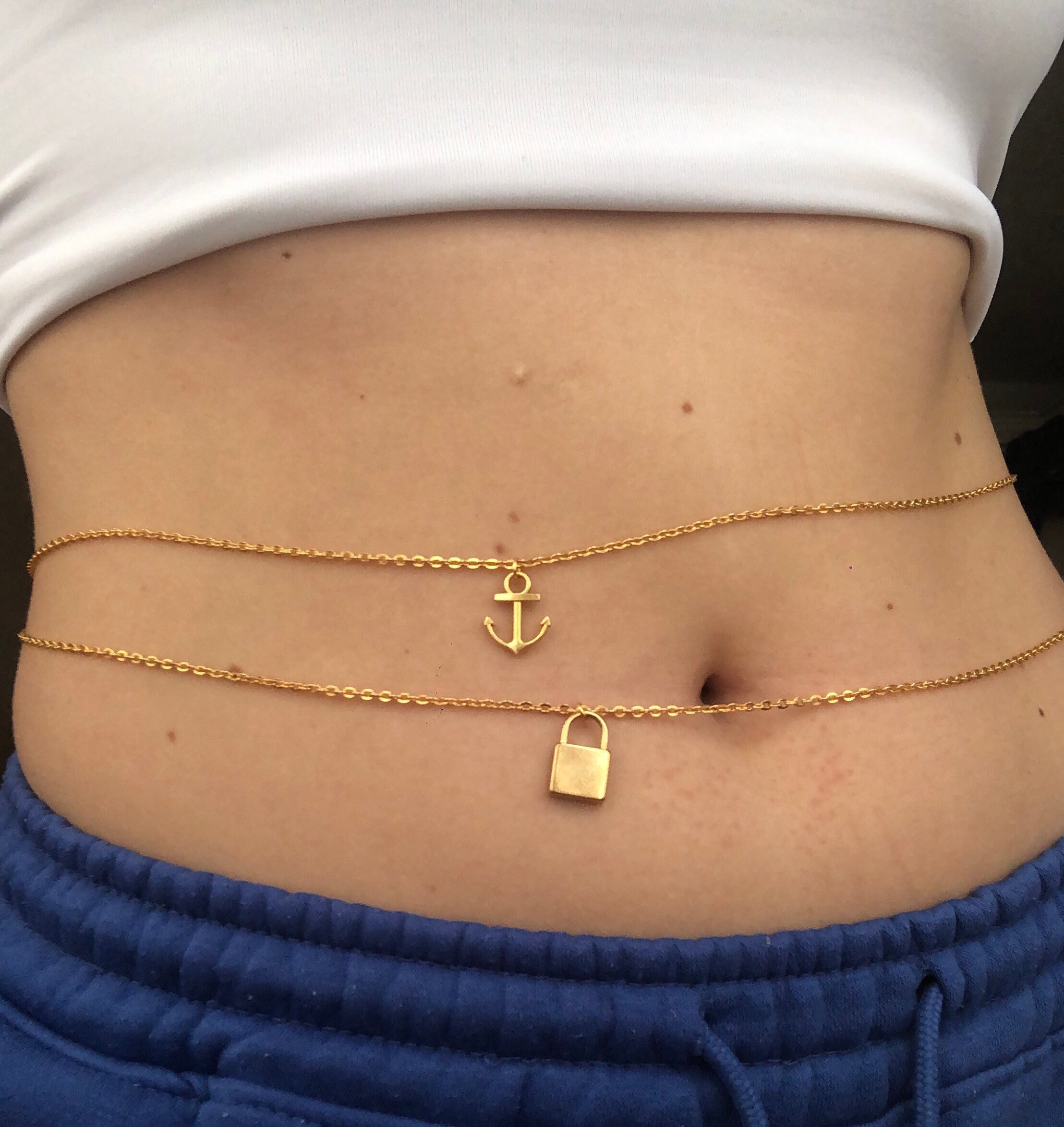 Anchor/lock Pendant Belly Chains - Etsy