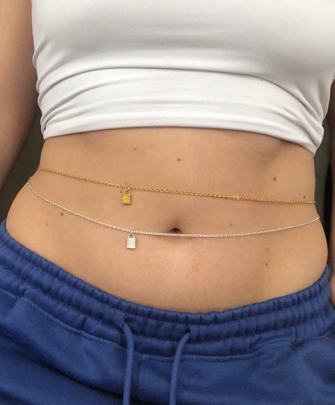 Lock Pendant Belly Chain - Etsy