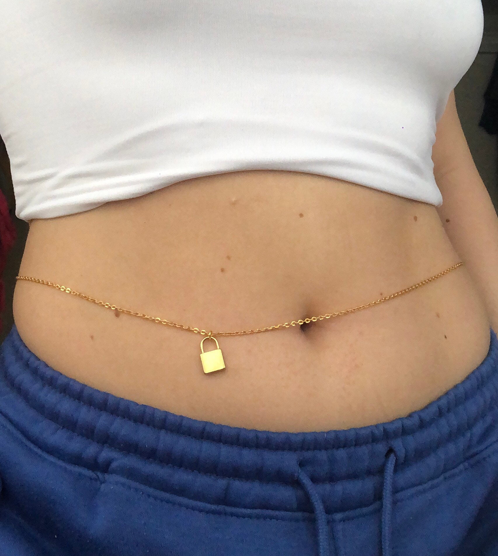 Anchor/lock Pendant Belly Chains - Etsy
