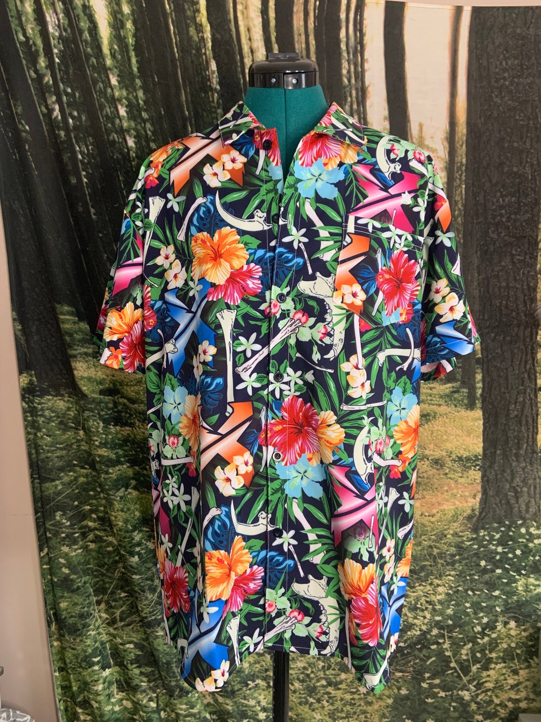 X Tropical Button-up Short Sleeve Shirt W/ Pocket - Etsy