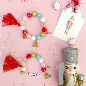 Kids Nutcracker Ballet Sugar Plum Fairy Christmas Charm Name Bracelet ...