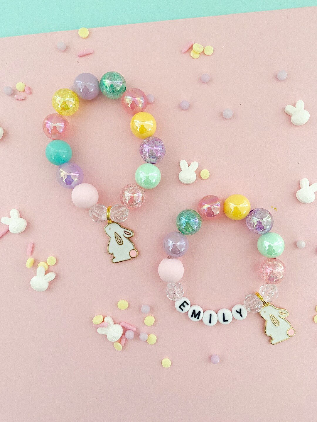 Kids Easter Bunny Rabbit Charm Bracelet, Easter Basket, Toddler ...