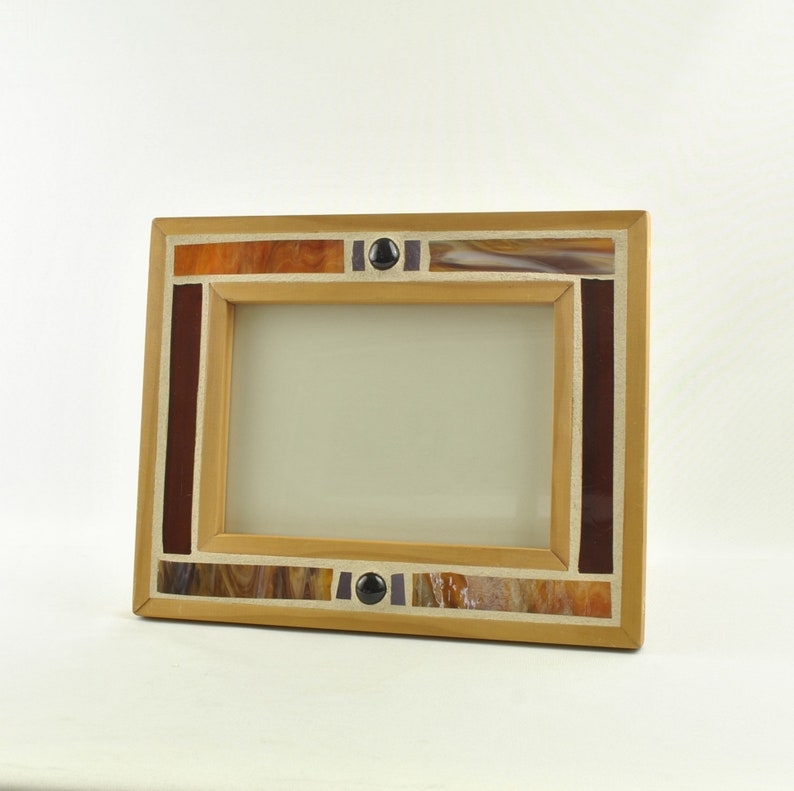 Pine Wood Picture Frame With Glass Tile Inlays 5 X 7 Photo Frame - Etsy