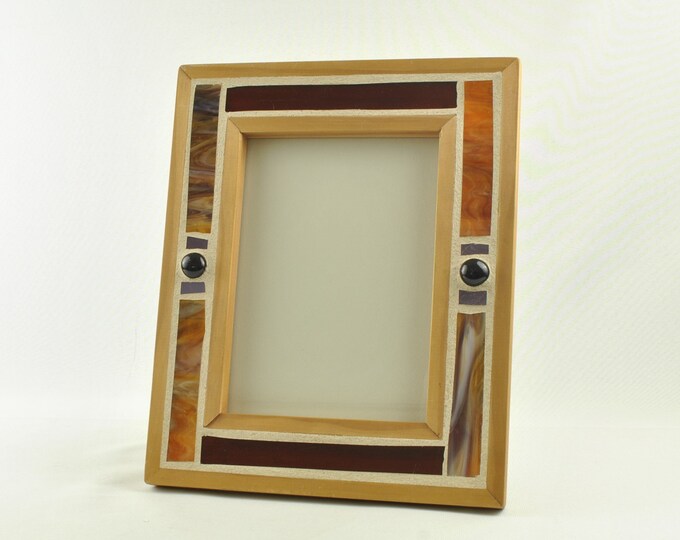 Pine Wood Picture Frame With Glass Tile Inlays 5 X 7 Photo Frame - Etsy