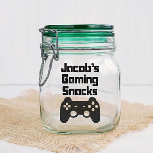 Personalised Gaming Snack Jar Sticker Decal | Gamer Gift | Christmas ...