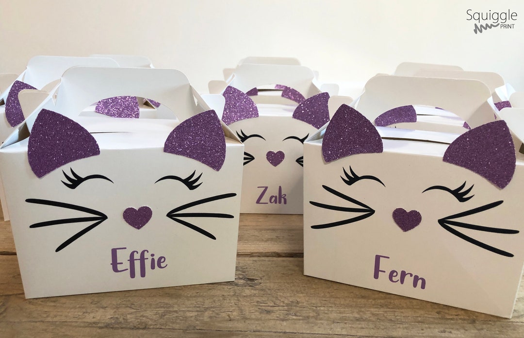 Cat Kitty Party Boxes Party Food Bag Box Favours - Etsy