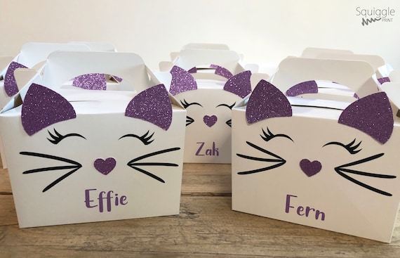 Cat Kitty Party Boxes Party Food Bag Box Favours | Etsy