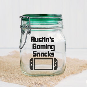 Personalised Gaming Snack Jar Sticker Decal | Gamer Gift | Christmas ...