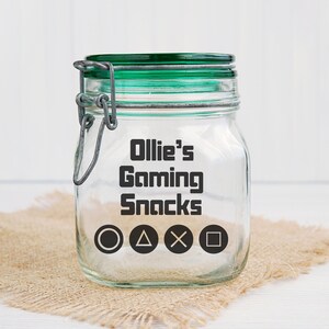 Personalised Gaming Snack Jar Sticker Decal | Gamer Gift | Christmas ...