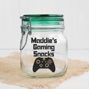 Personalised Gaming Snack Jar Sticker Decal | Gamer Gift | Christmas ...