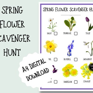 Spring Flower Scavenger Hunt, Printable, Children’s Treasure Hunt, Kids ...