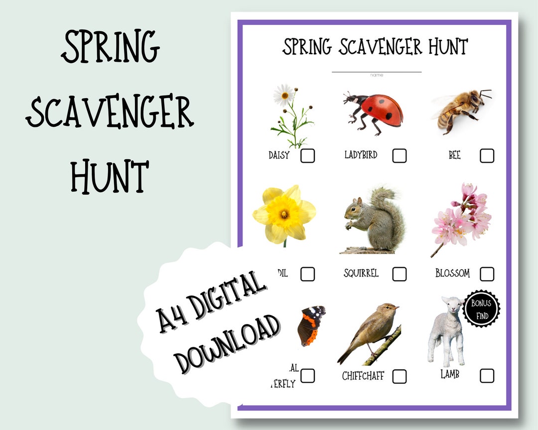 Spring Scavenger Hunt, Printable, Children’s Treasure Hunt, Kids ...