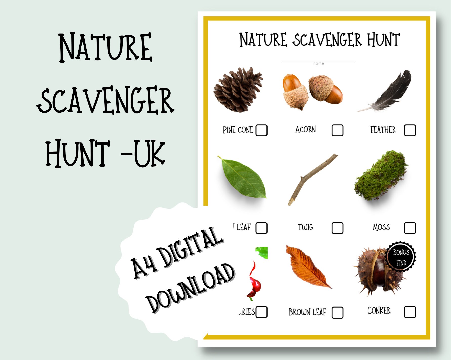 Nature Scavenger Hunt Uk, Printable, Childrens Treasure Hunt, Kids ...