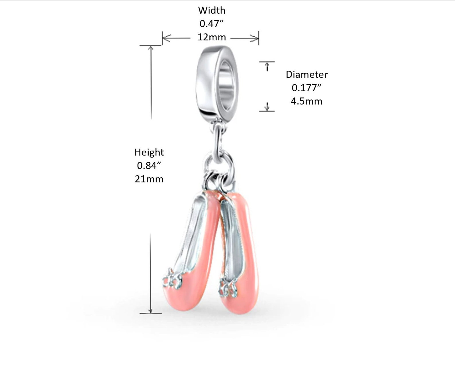 Sterling Silver Ballet Slipper Charm Ballet Slipper Bead Dancer Charm ...