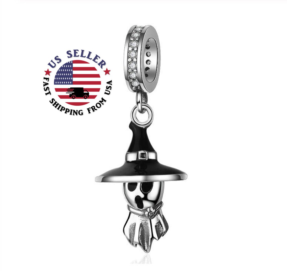 Ghost Witch Charm Sterling Silver Ghost Charm Ghost With | Etsy