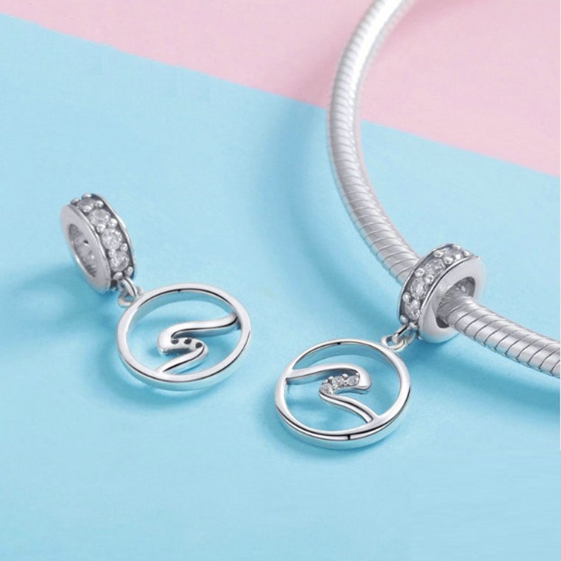 Wave Charm Sterling Silver Ocean Waves Charm Ocean Charm | Etsy