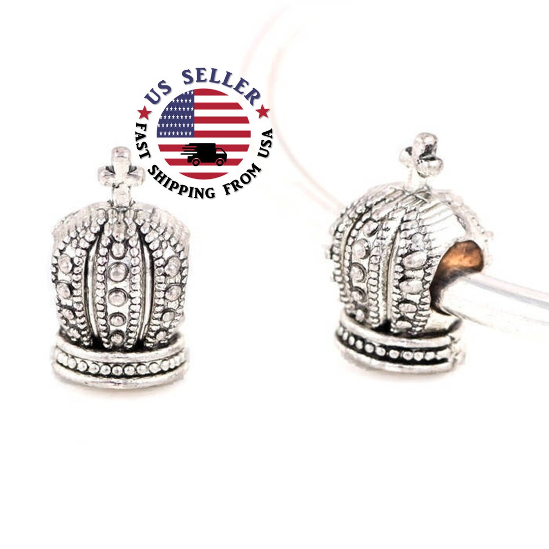 Silver Crown Charm - Royal Crown Charm - Queen Charm - Crown Bead ...