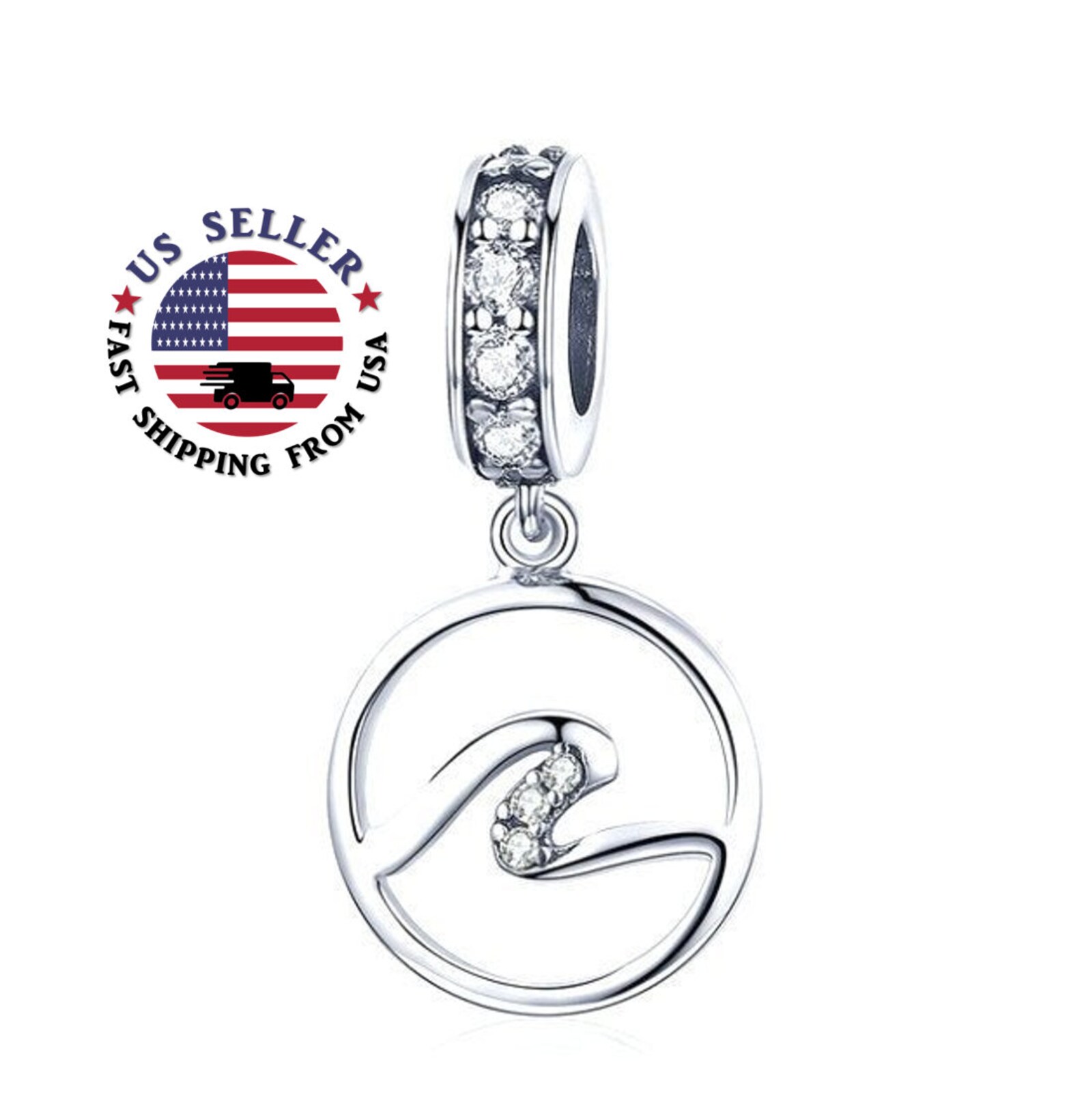 Wave Charm Sterling Silver Ocean Waves Charm Ocean Charm | Etsy