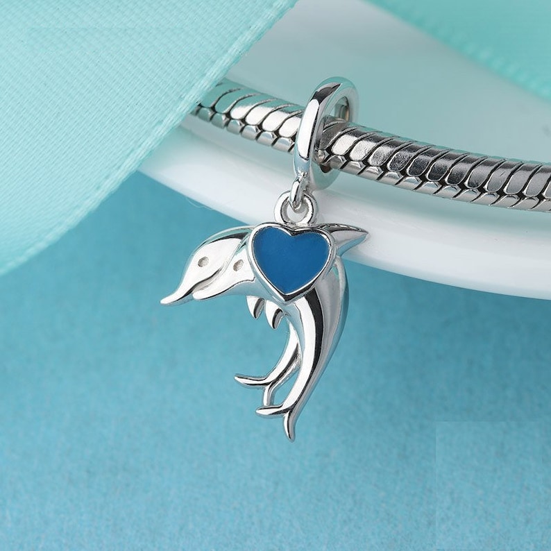 Dolphins Charm Sterling Silver Silver Dolphin Charm Two - Etsy