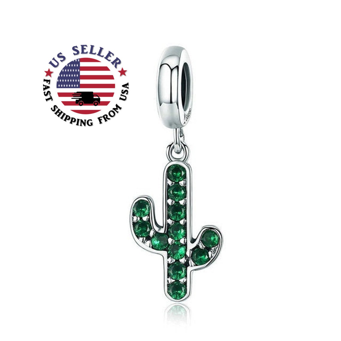 Cactus Charm Sterling Silver Sterling Cactus Charm Green - Etsy