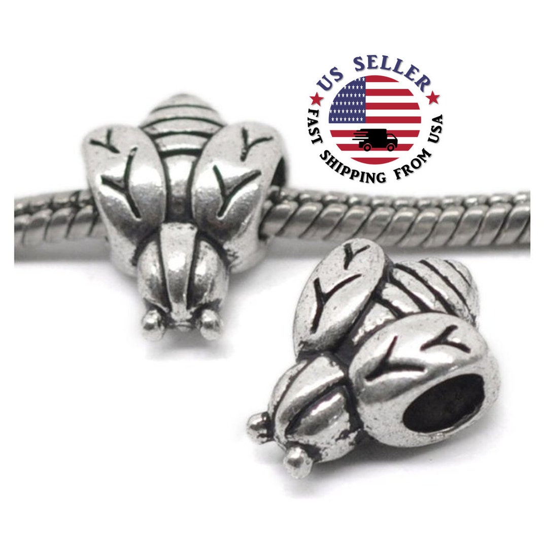 Bee Charm - Silver Bee Charm - Bee Bead - Silver Bee Bead - Bee Charms ...