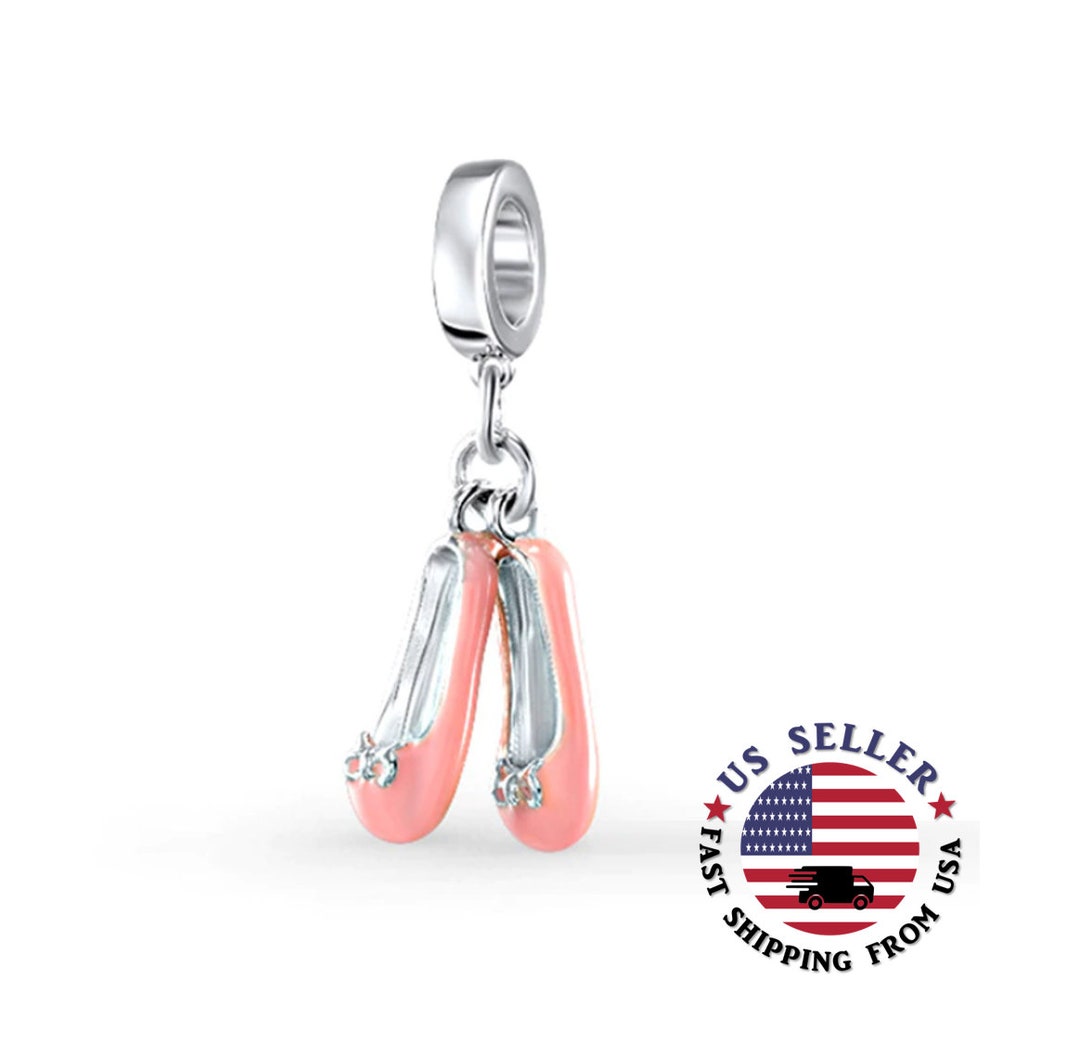 Sterling Silver Ballet Slipper Charm - Ballet Slipper Bead - Dancer ...