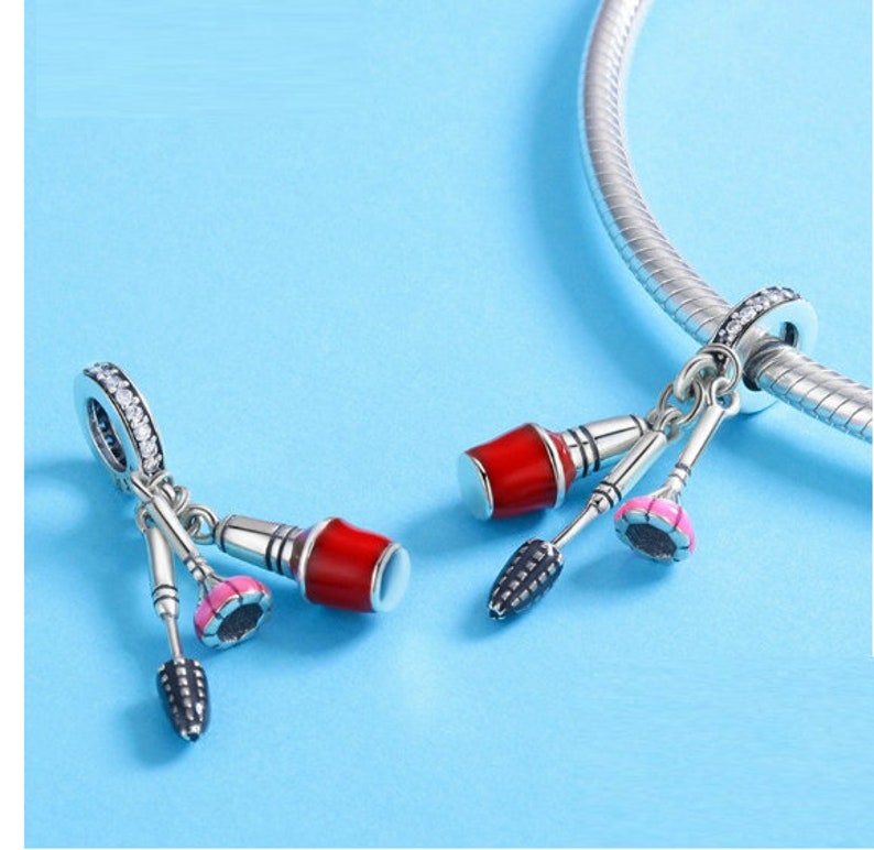 Makeup Charm Sterling Silver Glamour Charm Makeup Artist | Etsy