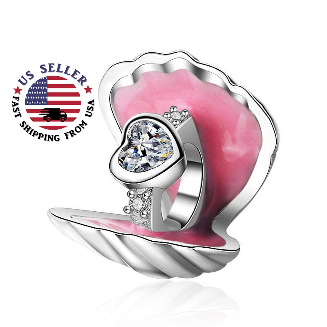 Engagement Ring Charm - Engagement Ring in Oyster Shell Charm - Engaged ...