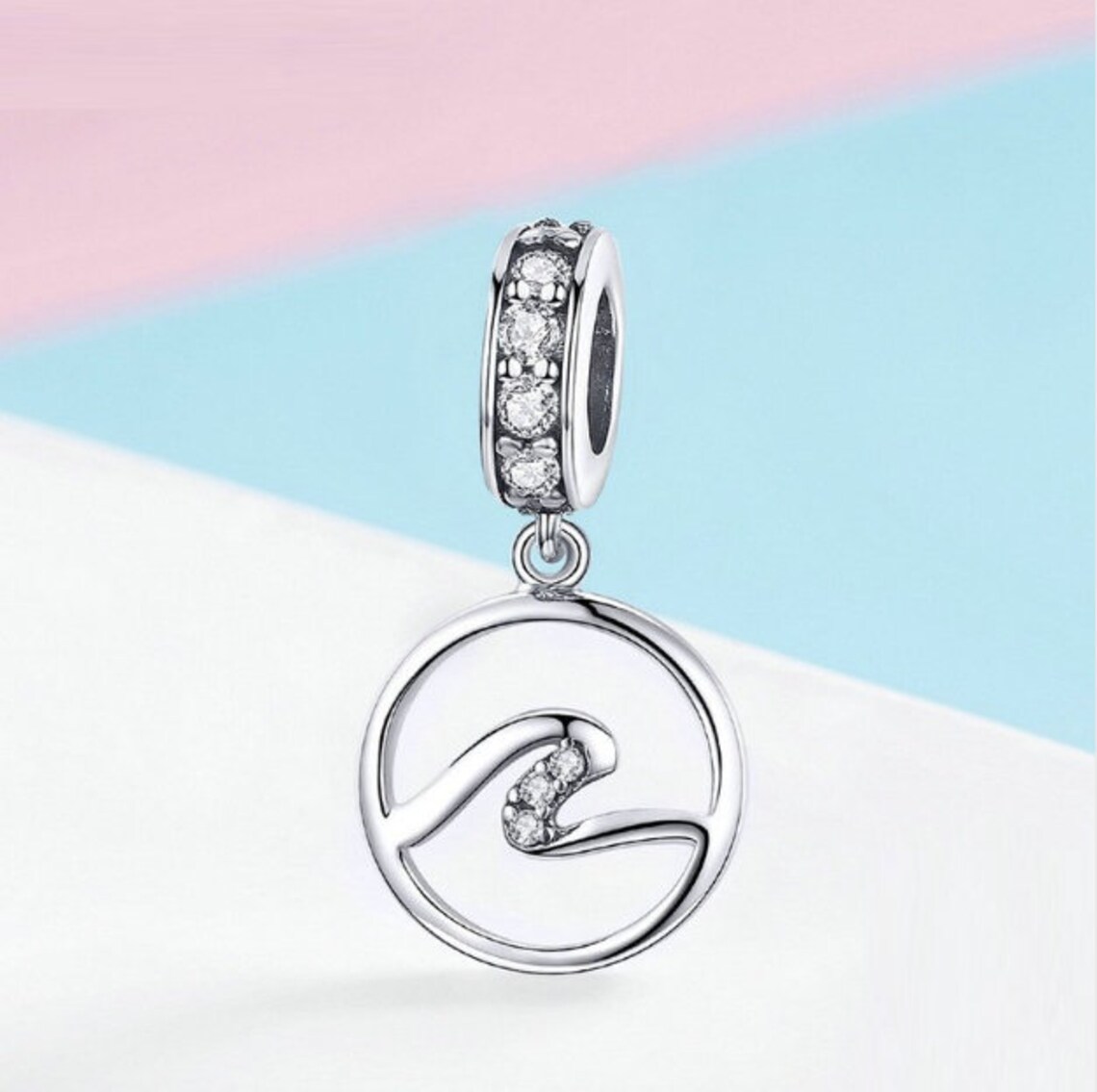 Wave Charm Sterling Silver Ocean Waves Charm Ocean Charm | Etsy