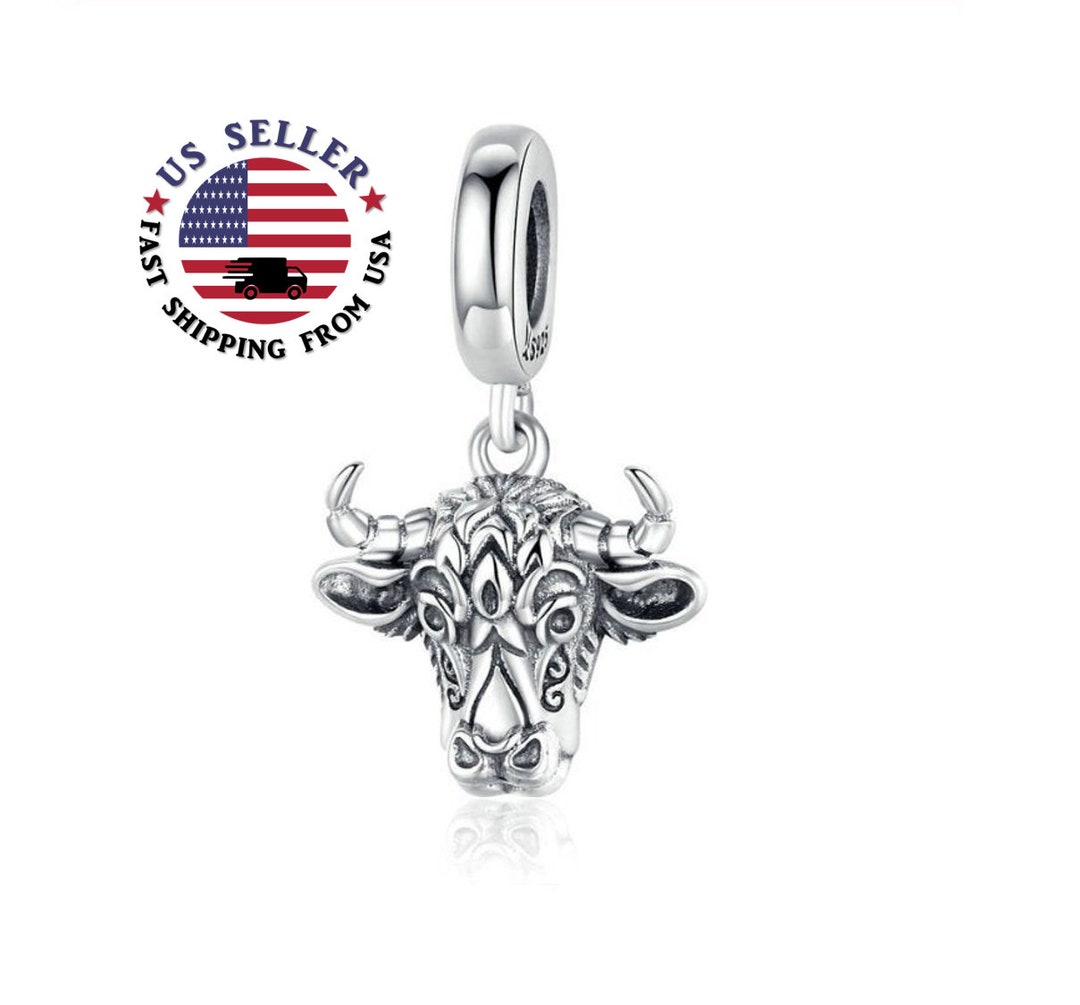 Bull Charm - Sterling Silver Bull Charm - Bull Head Charm - Tauren ...