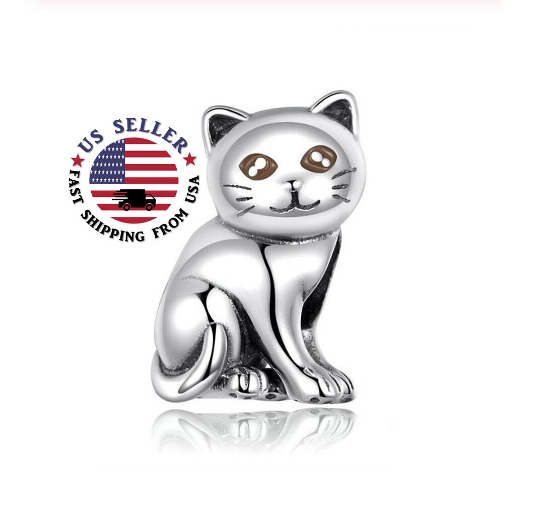 Cat Charm - Sterling Silver Cat Charm - Cat Lover Charm - Love Cats ...