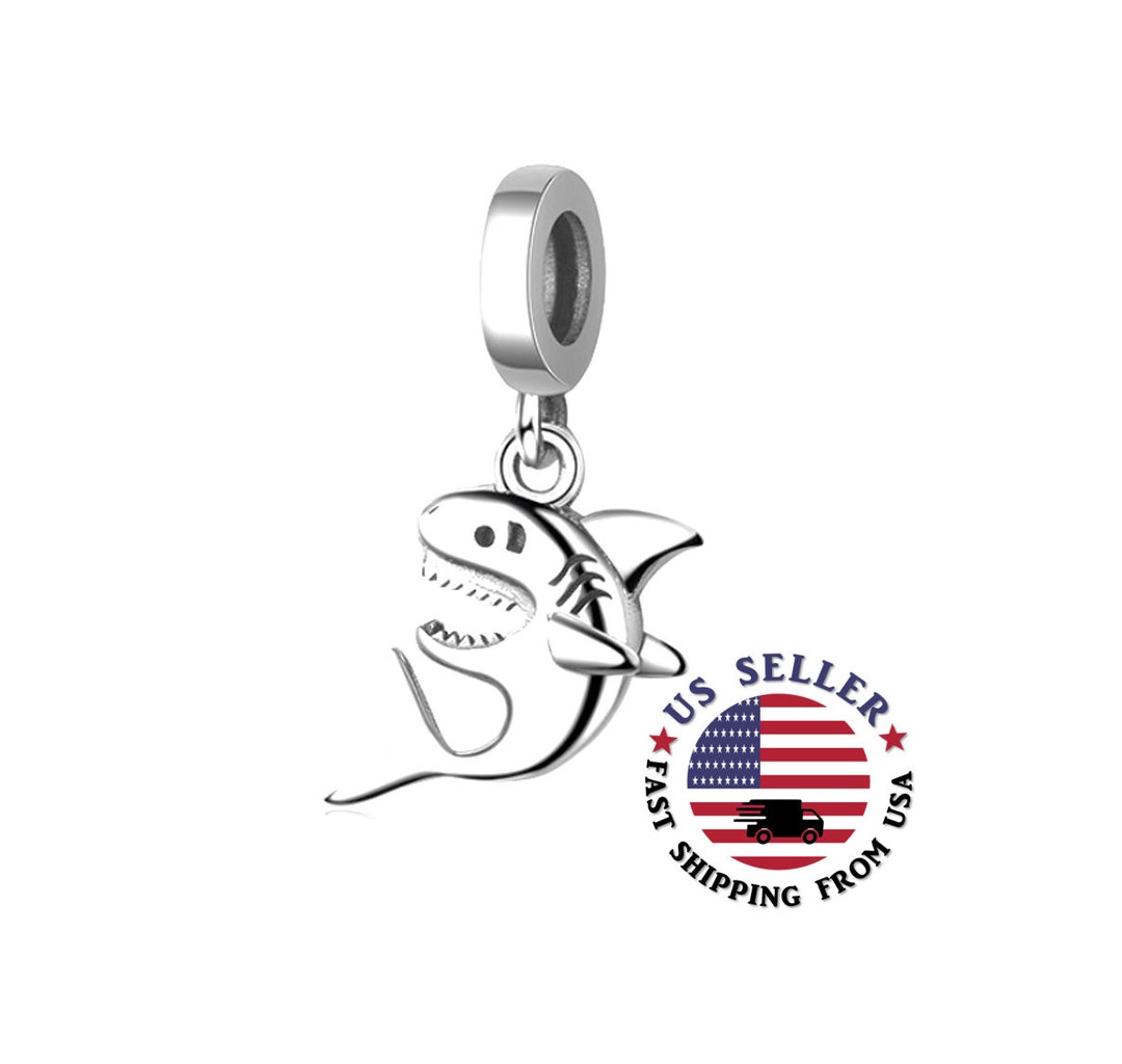 Shark Charm Sterling Silver - Silver Shark Charm - Silver Shark Pendant ...