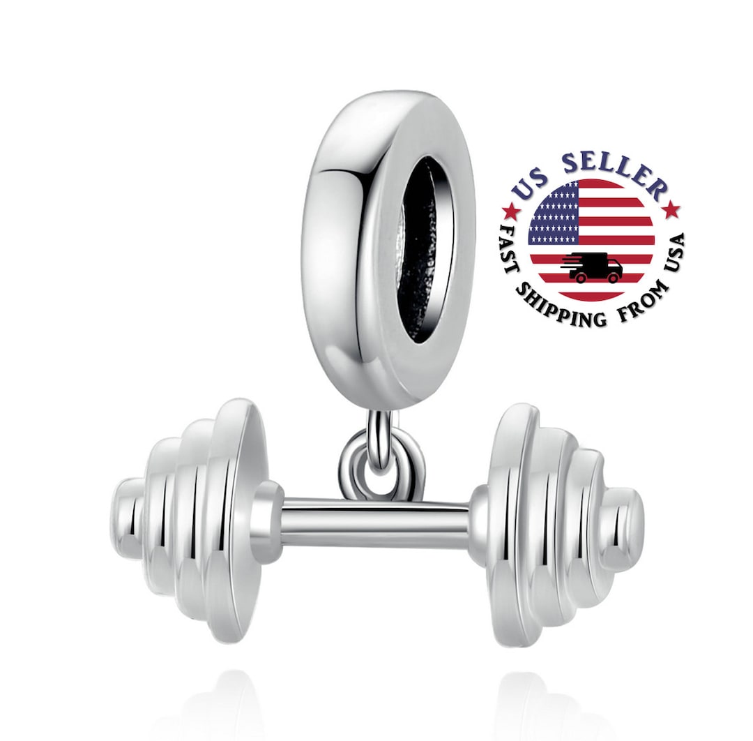 Dumbbell Dangle Charm Sterling Silver - Live Fit Charm - Fitness Charm ...