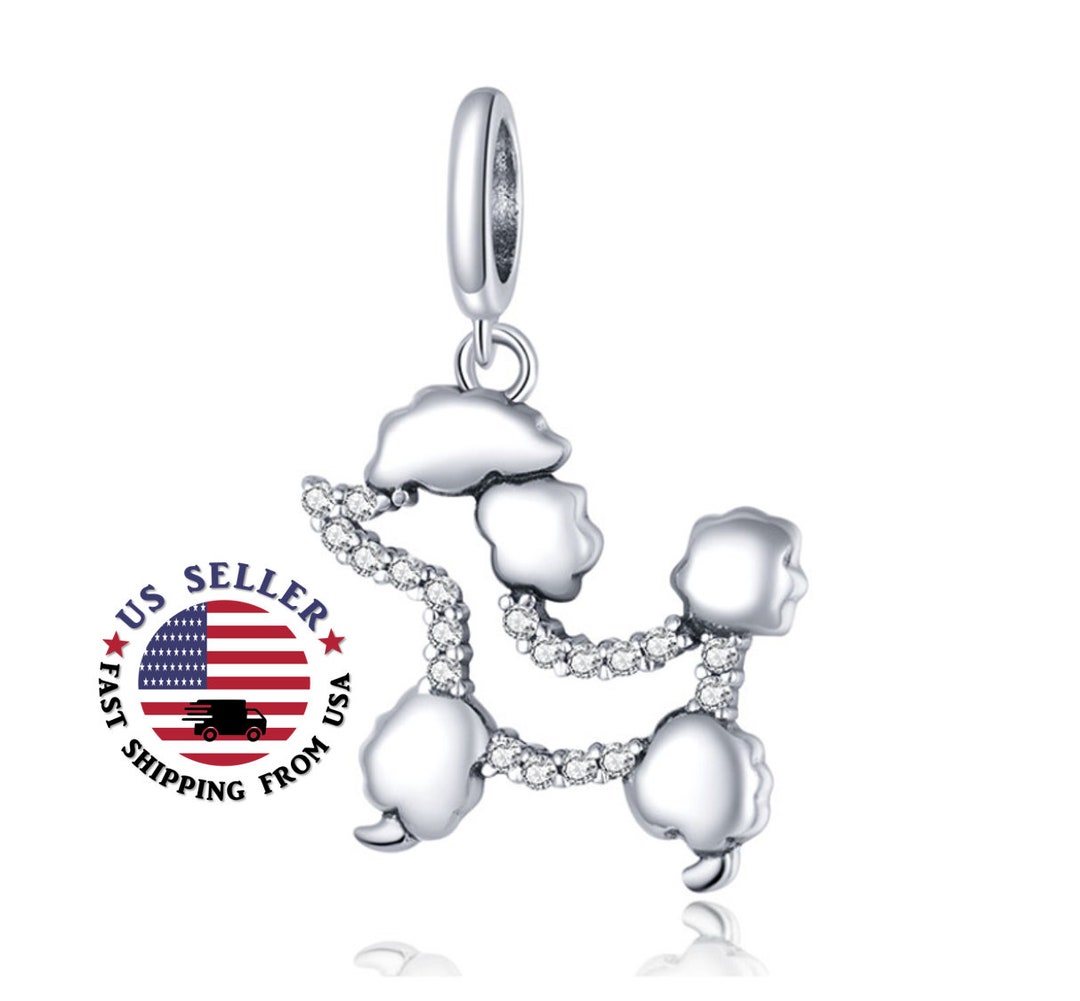 Poodle Charm Sterling Silver - Sparkling Poodle Charm - Poodle Pendant ...