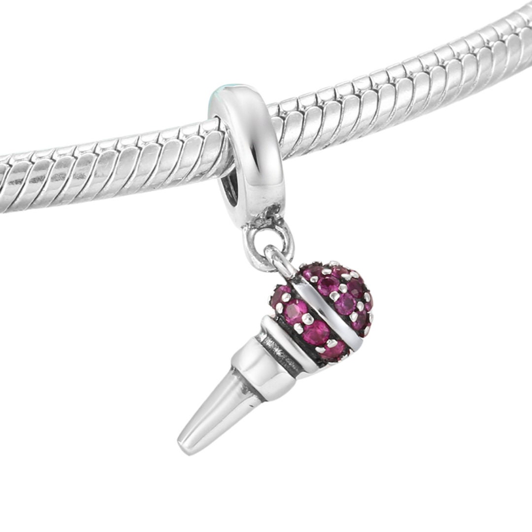 Karaoke Microphone Charm Sterling Silver Karaoke Mic Charm - Etsy
