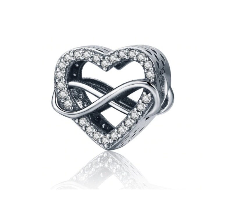 Endless Love Heart Charm Sterling Silver - Infinity Heart Charm - Love ...