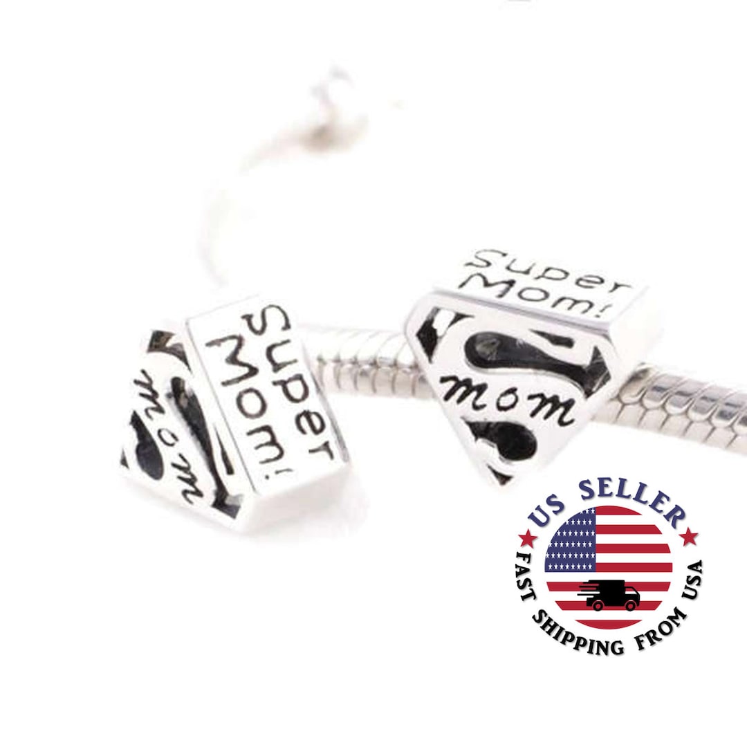 Sterling Silver Super Mom Charm - Mom Charm - Silver Mother Charm - Mom ...