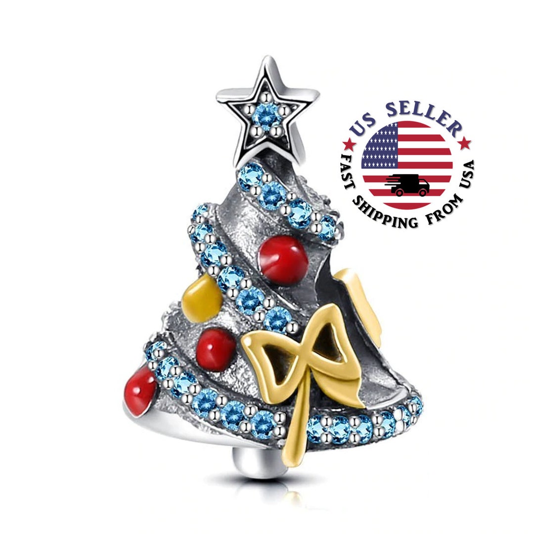 Christmas Tree Charm Sterling Silver - Christmas Tree Bead - Christmas ...
