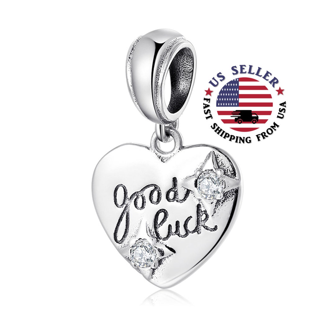 Good Luck Heart Charm Sterling Silver - Good Luck Pendant - Lucky Charm ...