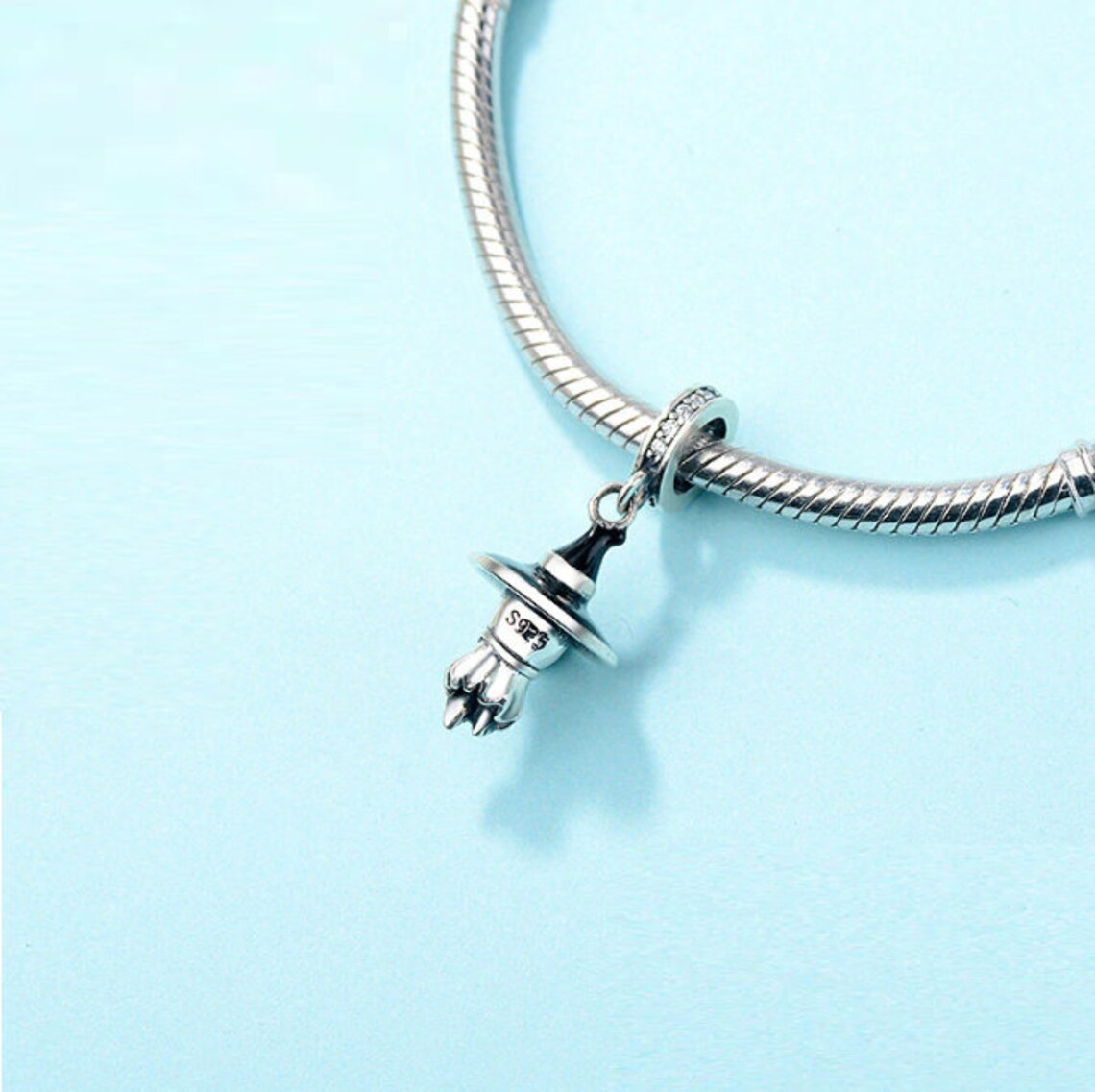 Ghost Witch Charm Sterling Silver - Ghost Charm - Ghost With Black Hat ...