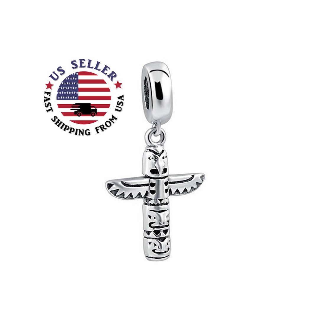 Totem Pole Symbol Charm Sterling Silver - Native Indian Charm - Totem ...