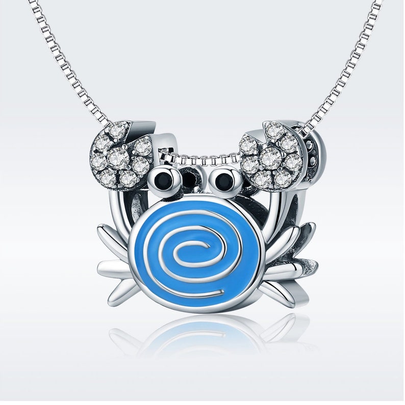 Crab Charm Sterling Silver - Rhinestone Crab Charm - Ocean Charms ...