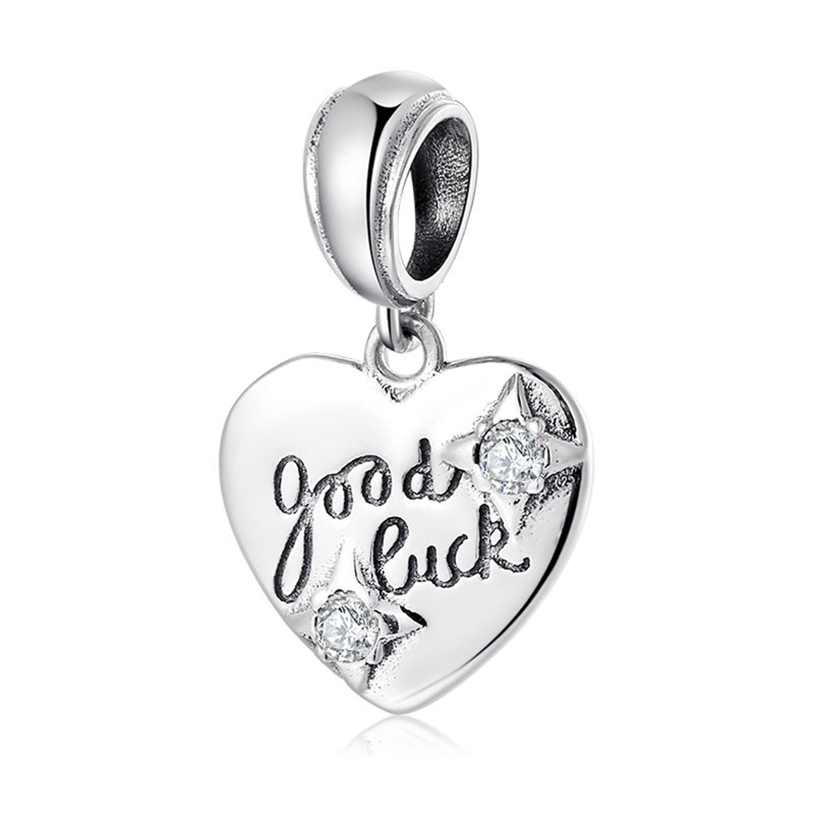 Good Luck Heart Charm Sterling Silver Good Luck Pendant - Etsy