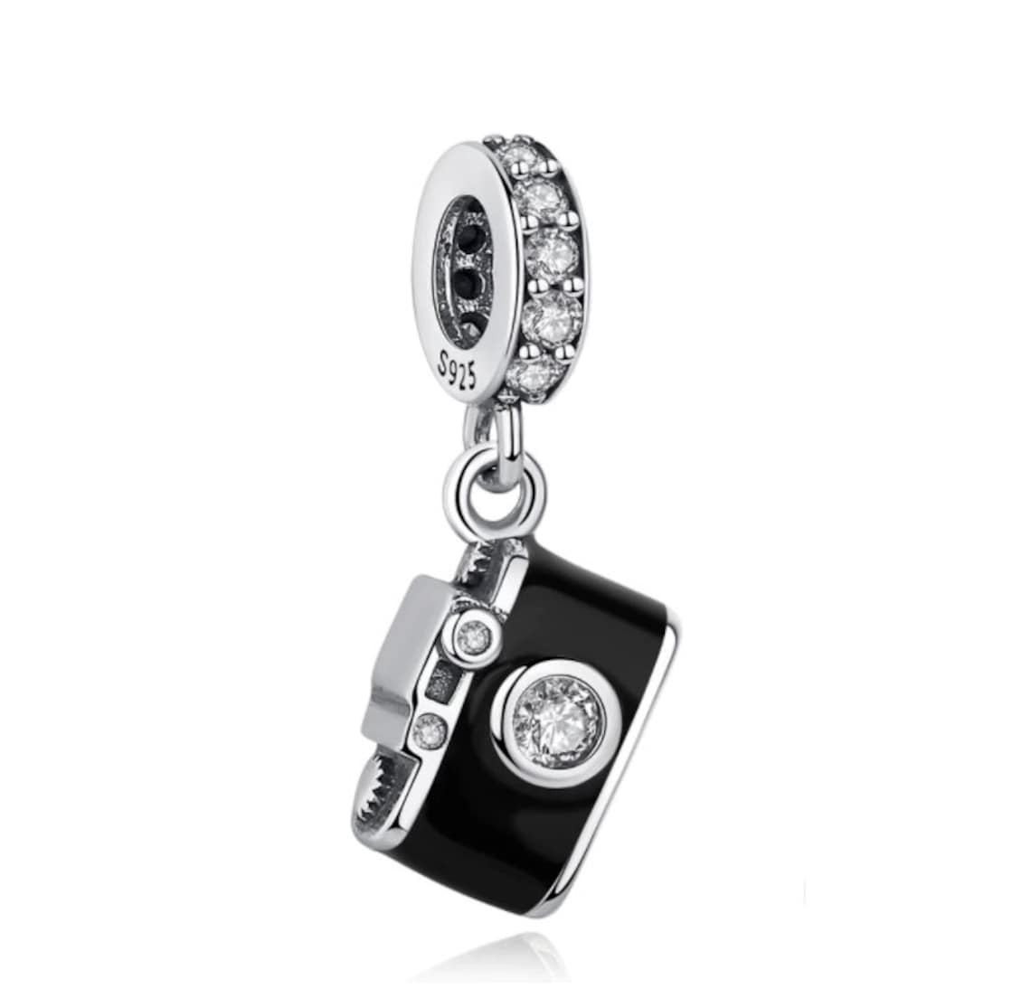 Camera Charm Sterling Silver Dangle Camera Charm Sparkling - Etsy