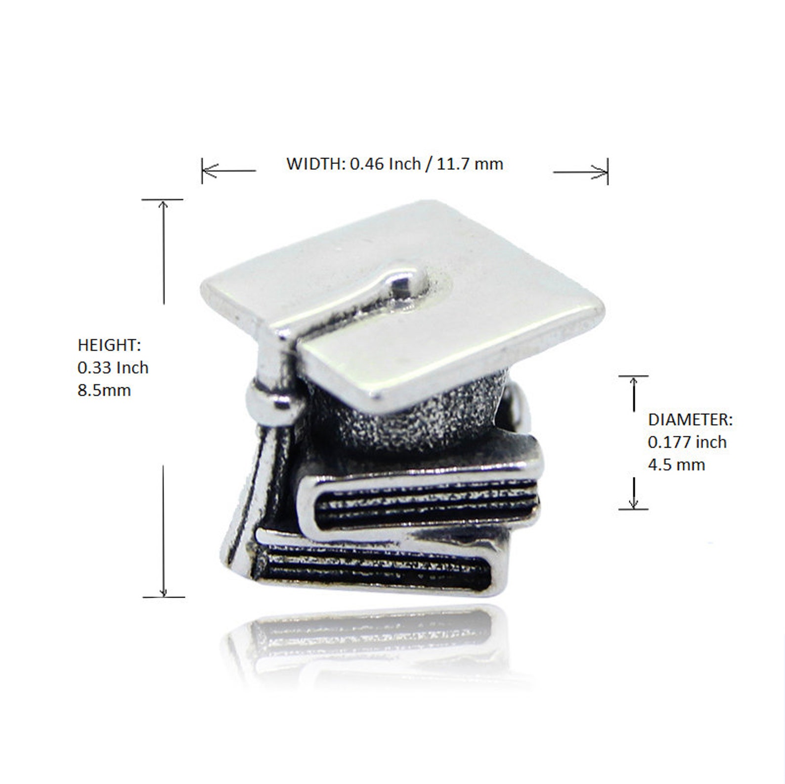 Graduation Cap Charm Sterling Silver Silver College Grad | Etsy