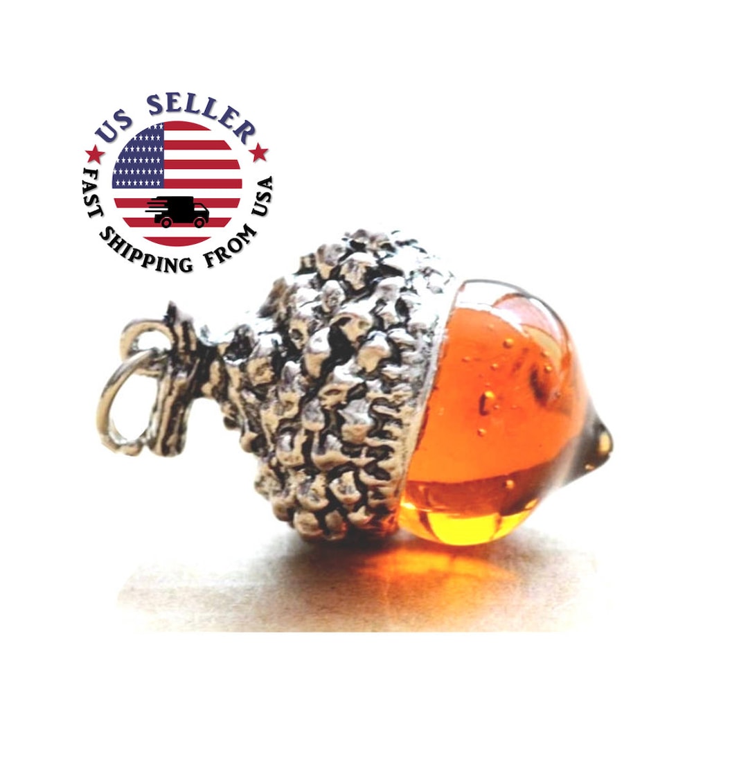Glaze Glass Acorn Pendant Acorn Glass Pendant Acorn Pendant For Necklace Antique Silver
