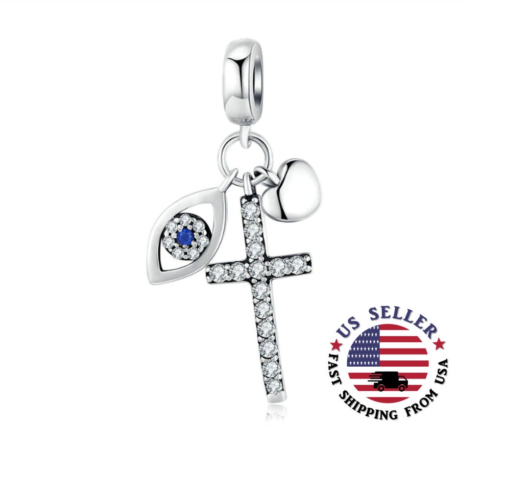 Cross Protection Charm Sterling Silver - Symbol of Faith Pendant - Eye ...