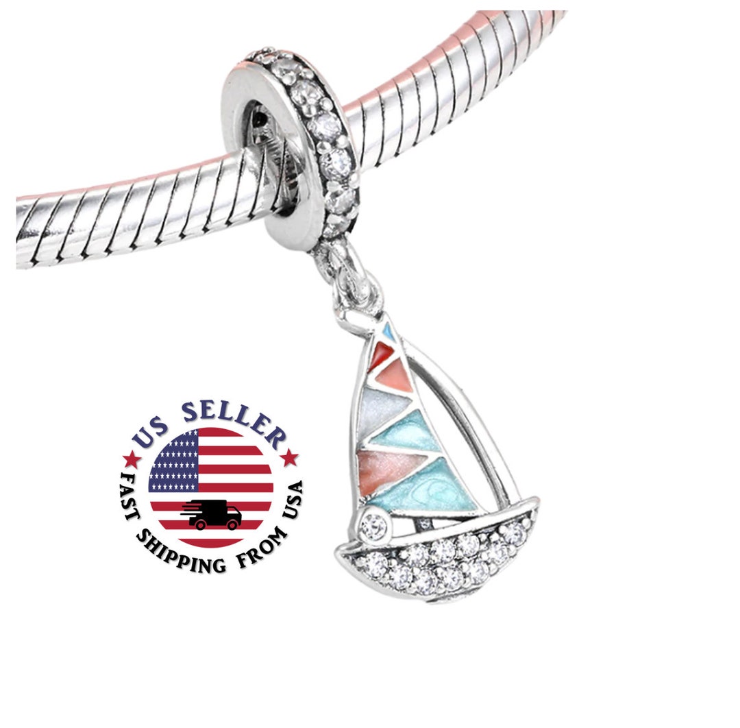 Sailboat Charm Sterling Silver - Colorful Sailboat Charm - Love Sailing ...