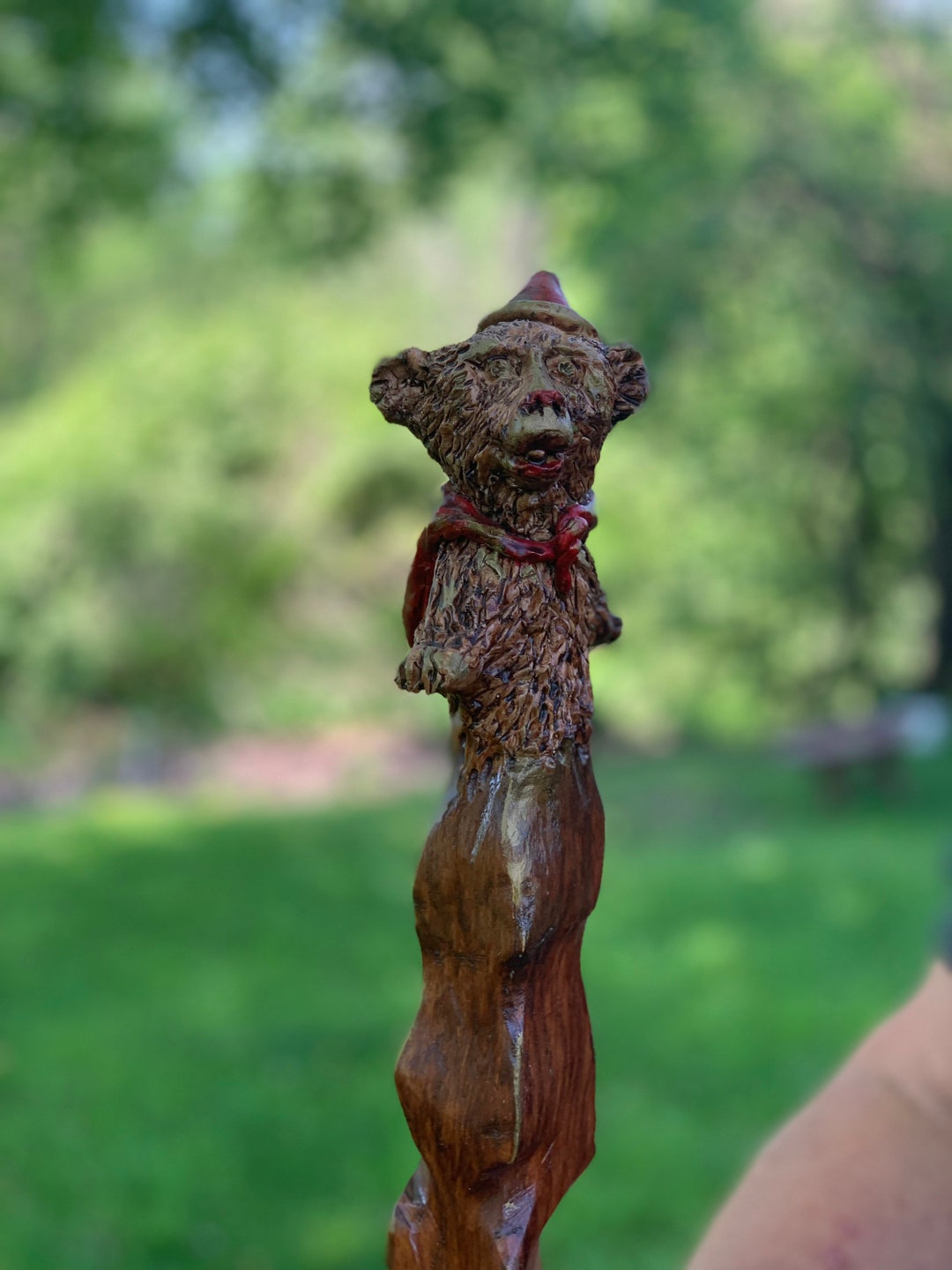 Hand Carved Dancing Bear Walking Stick: USA Made Hiking Staff - Etsy